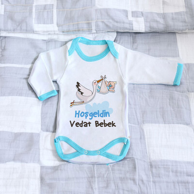 İsme Özel Hoş geldin Erkek Bebek Zıbını - Hediyemen.com