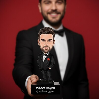 Karikatürlü Yakışıklı Adam Masa Biblosu - Hediyemen.com