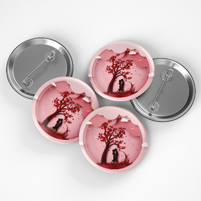 Romantik Aşıklar Tasarım Buton Rozet - Hediyemen.com